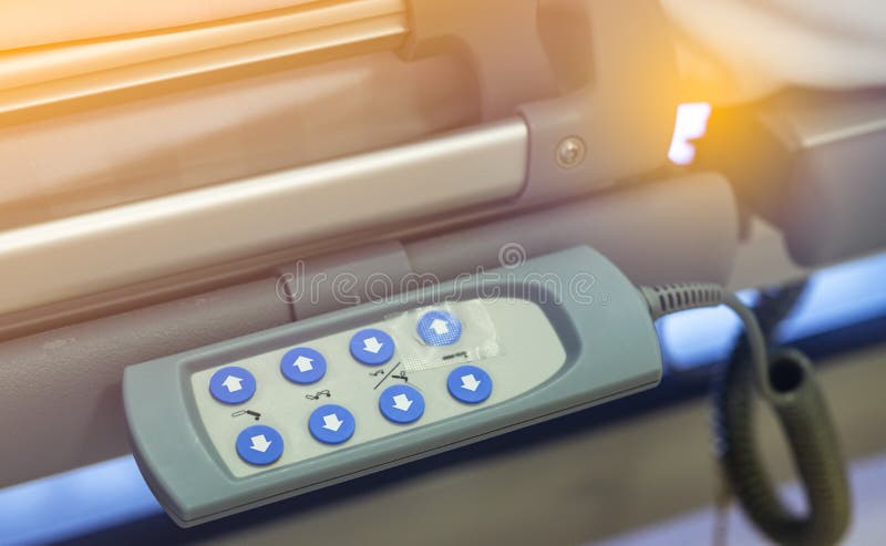 Closeup Remote Control Panel of Electric Adjustable Bed Use for Adjust ...