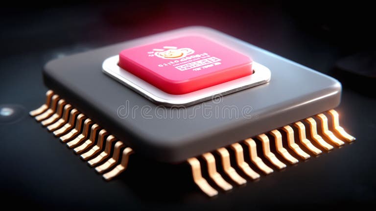 Closeup Rendering of a Microchip, Symbolic of Technology and Innovation ...