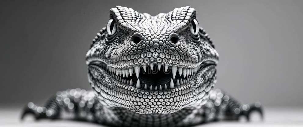 Closeup of a Reptiles Head Sharp Teeth and Textured Skin. Stock Photo ...