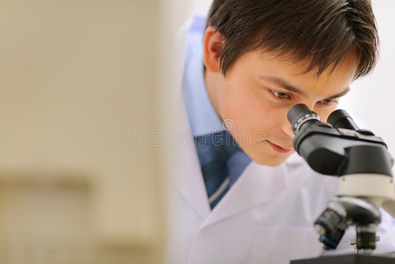 Closeup on Researcher Working with Microscope Stock Photo - Image of ...