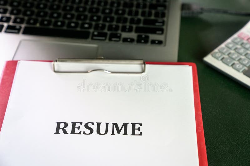 A Resume is on a Table with a Pen and a Laptop Stock Image - Image of ...