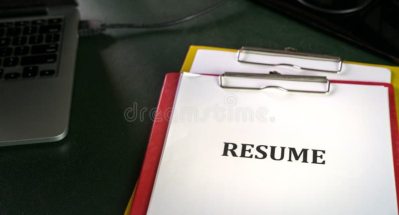 Closeup of Resume on Top of Office Table Stock Photo - Image of ...