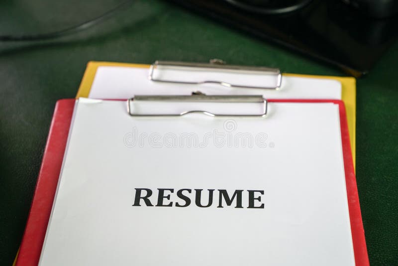 Closeup of Resume on Top of Office Table Stock Image - Image of listing ...