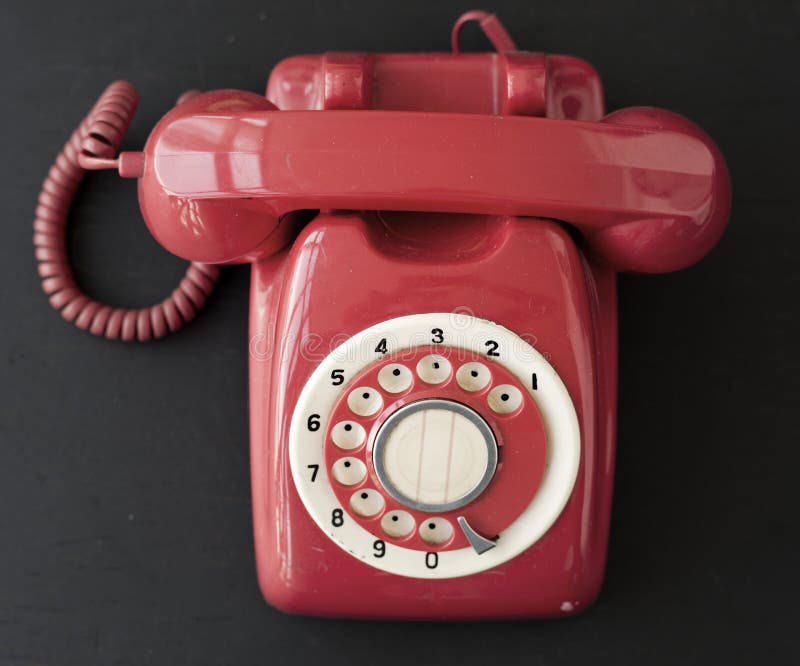 Retro Red Desktop Telephone Stock Photo - Image of dial, call: 101849232