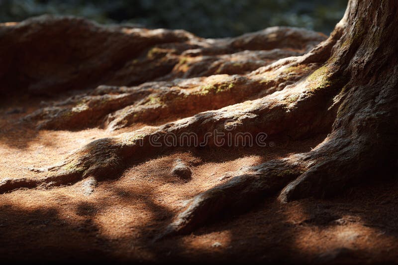 Closeup Reveals a Trees Root Structure, Earthtoned with Dappled ...
