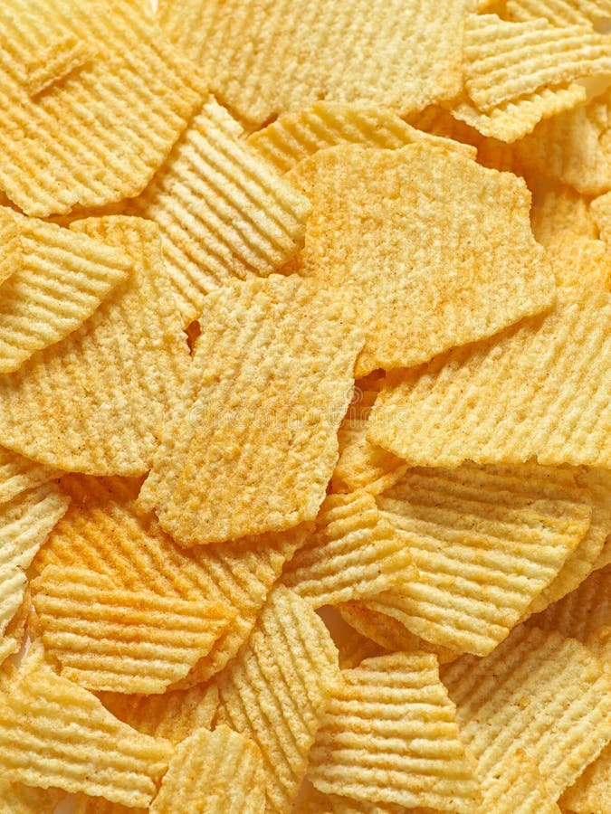 Closeup of Ribbed Potato Chips Stock Image - Image of closeup, crunchy ...