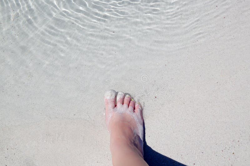 Closeup of Right Foot Stepping into Water on Stock Photo - Image of ...