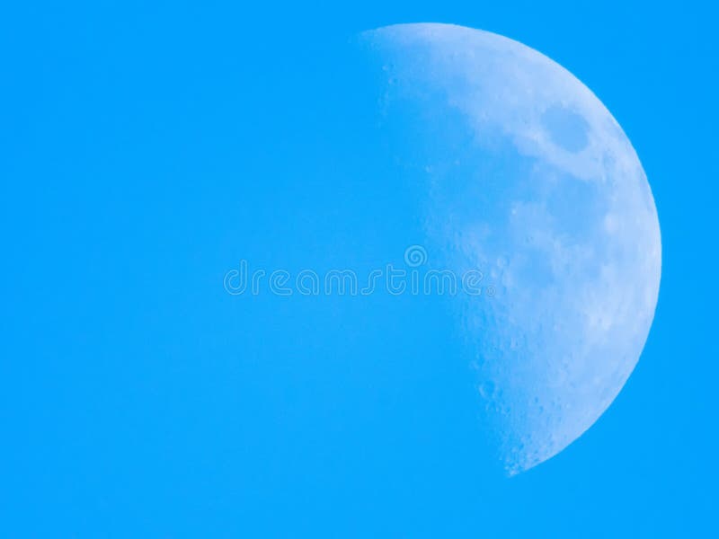 Closeup of Right Half Moon in the Silent Sky Stock Image - Image of ...