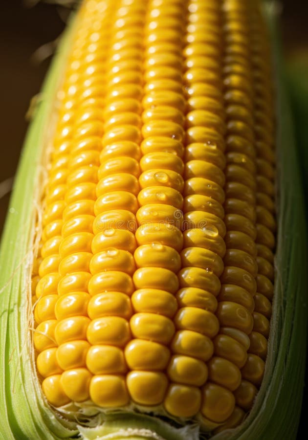Closeup of Ripe Yellow Corn with Water Droplets Stock Image - Image of ...