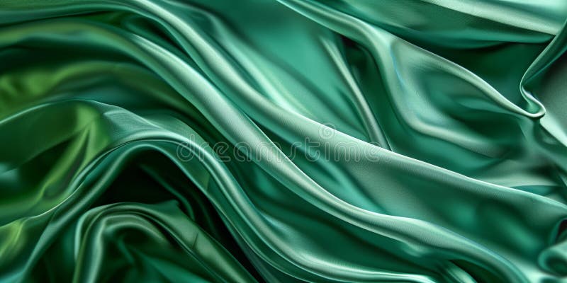 Closeup of Rippled Green Silk Fabric - AI Generated Stock Illustration ...