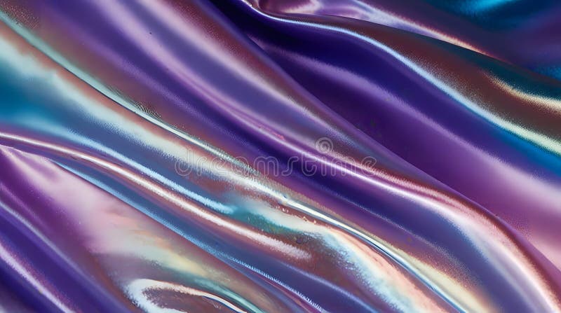 Closeup of Rippled Iridescent Chrome Satin Fabric Texture. Whole ...