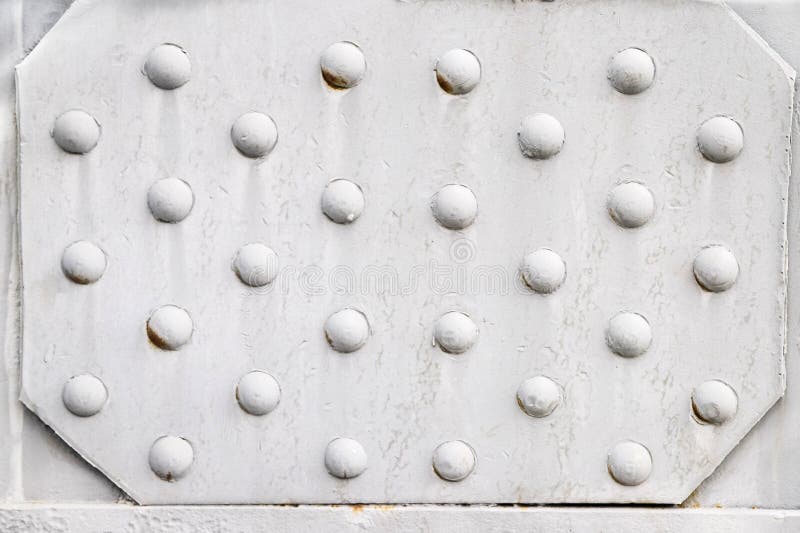 Riveted with Button-head Rivets Metal Plate Painted in White As an ...