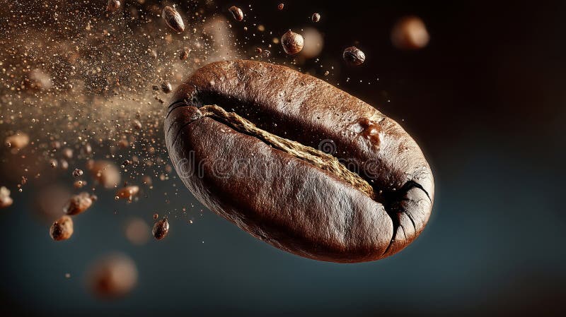 Closeup of Roasted Coffee Bean with Particles Stock Illustration ...