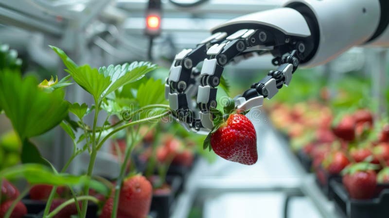 A Closeup of a Robotic Arm Equipped with a Soft Grip Picking a Ripe ...