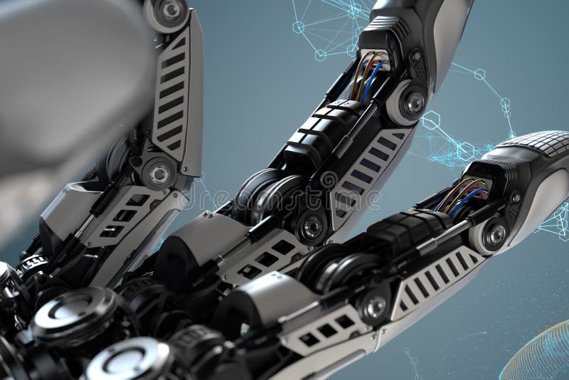 Closeup Robotic Arm Mechanism. Stock Illustration - Illustration of ...