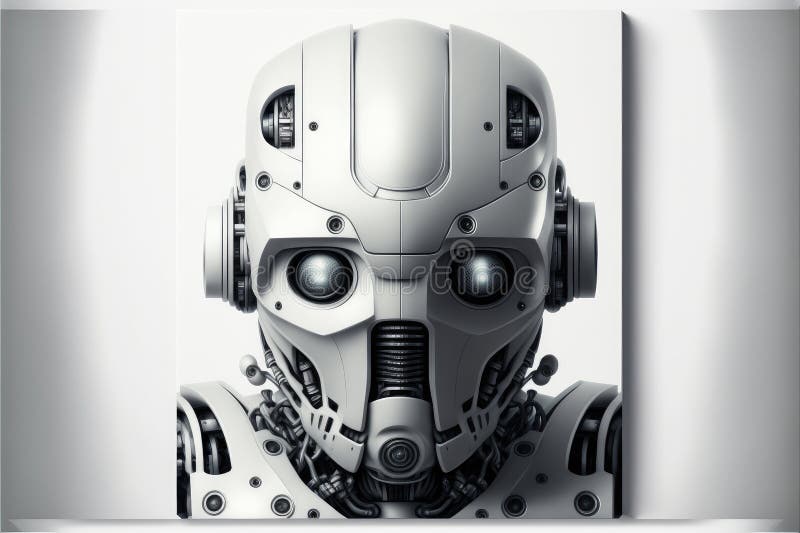 Closeup Robotic Head Part Creativity Isolated on White Background ...