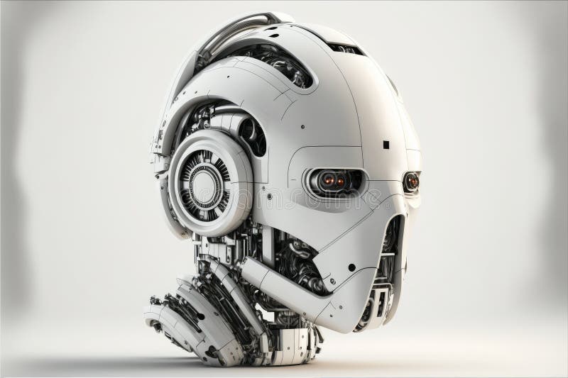 Closeup Robotic Head Part Creativity Isolated on White Background ...
