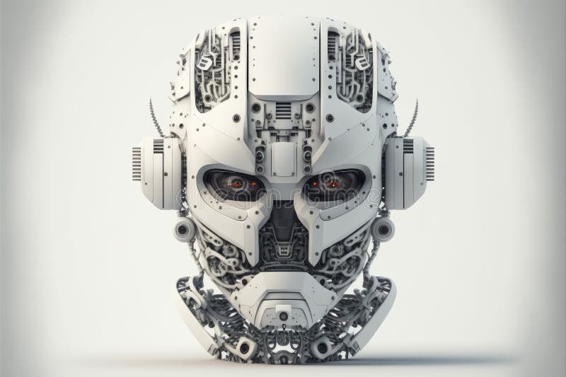 Closeup Robotic Head Part Creativity Isolated on White Background ...