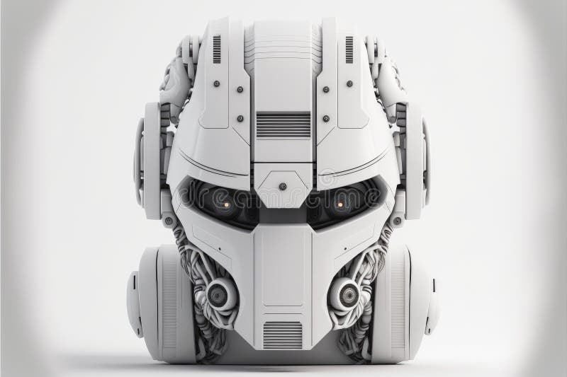 Closeup Robotic Head Part Creativity Isolated on White Background ...