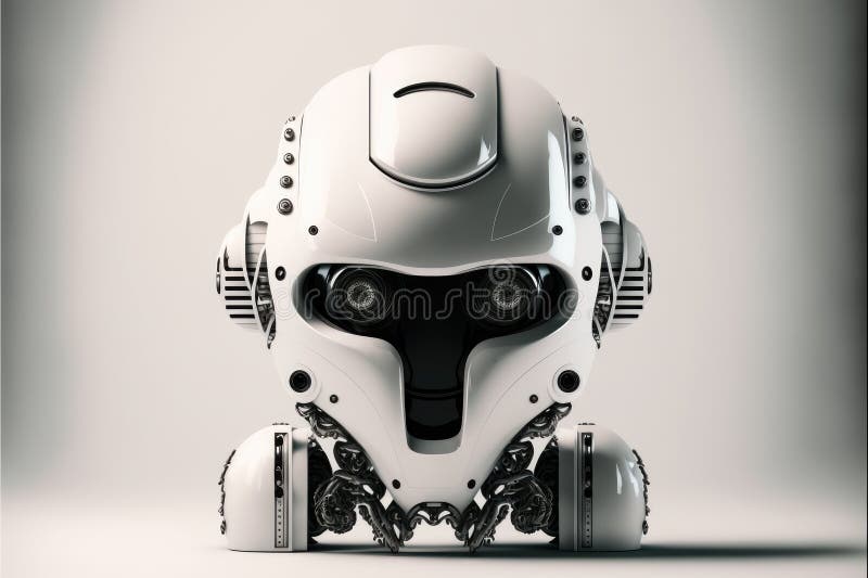 Closeup Robotic Head Part Creativity Isolated on White Background ...