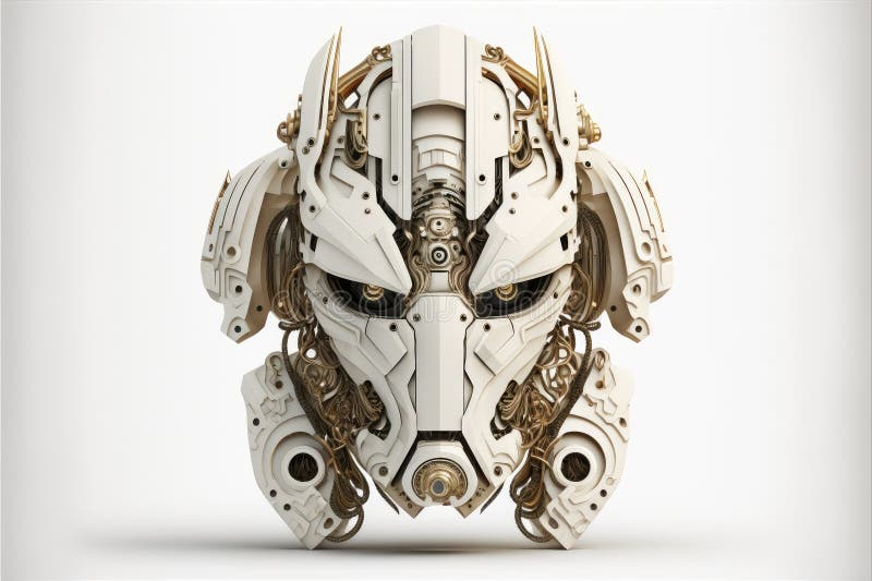 Closeup Robotic Head Part Creativity Isolated on White Background ...