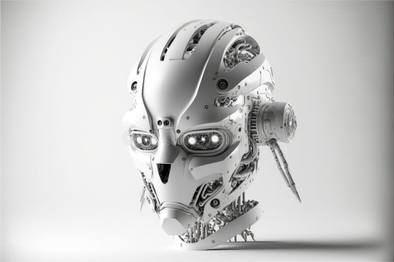 Closeup Robotic Head Part Creativity Isolated on White Background ...