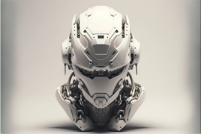 Closeup Robotic Head Part Creativity Isolated on White Background ...