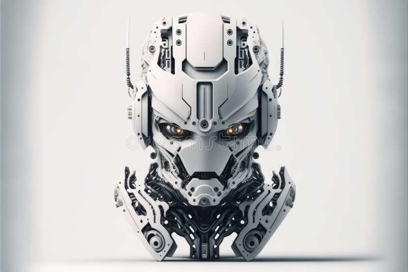 Closeup Robotic Head Part Creativity Isolated on White Background ...