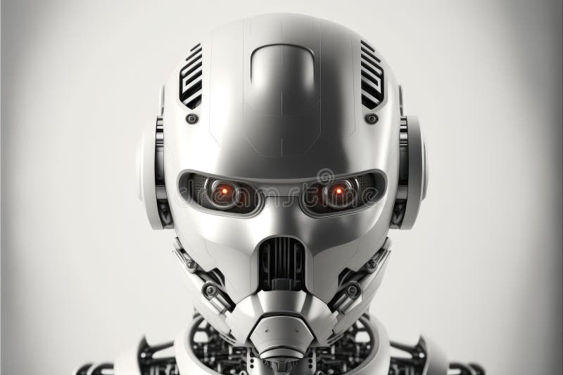 Closeup Robotic Head Part Creativity Isolated on White Background ...