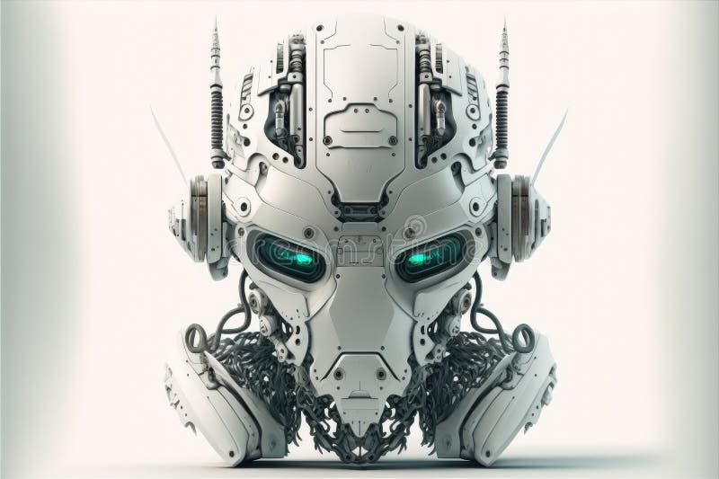 Closeup Robotic Head Part Creativity Isolated on White Background ...