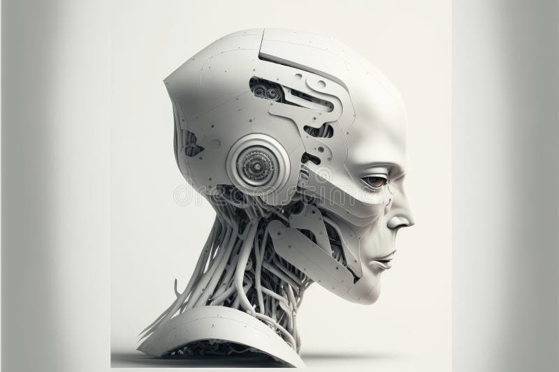 Closeup Robotic Head Part Creativity Isolated on White Background ...