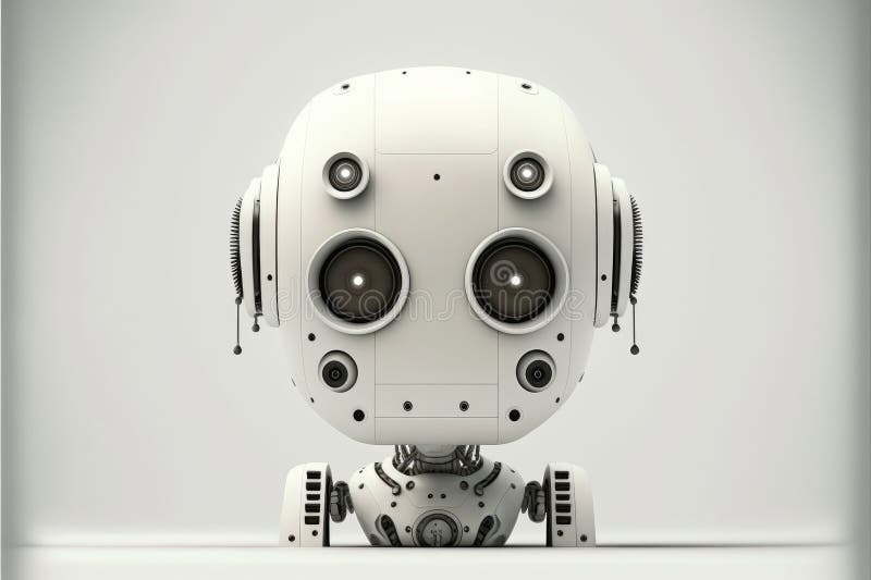 Closeup Robotic Head Part Creativity Isolated on White Background ...