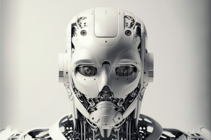 Closeup Robotic Head Part Creativity Isolated on White Background ...