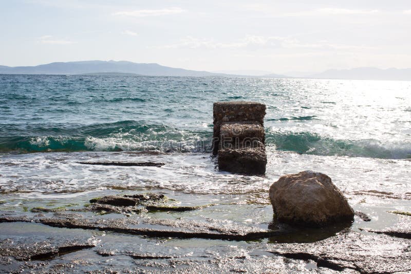 Closeup of Rocks on a Seashore of a Beach Stock Image - Image of ...