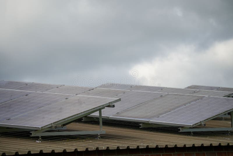 Closeup of a Roof Covered with White Solar Panels Stock Image - Image ...