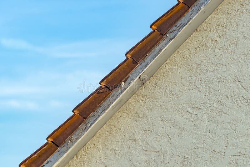 Roof Edge of a Small House with Installed Rainwater Drainage System ...