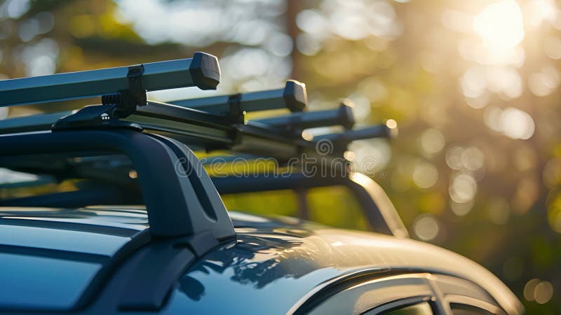 A Closeup of a Roof Rack with Adaptable Crossbars Able To Be Adjusted ... A Closeup of a Roof Rack with Adaptable Crossbars Able To Be Adjusted ...