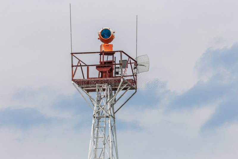 Closeup of Rotating Airport Beacon Light Stock Image - Image of ...