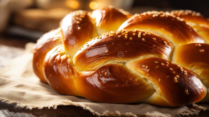 A Closeup of a Round Challah Bread, a Symbol of the Holiday Stock ...