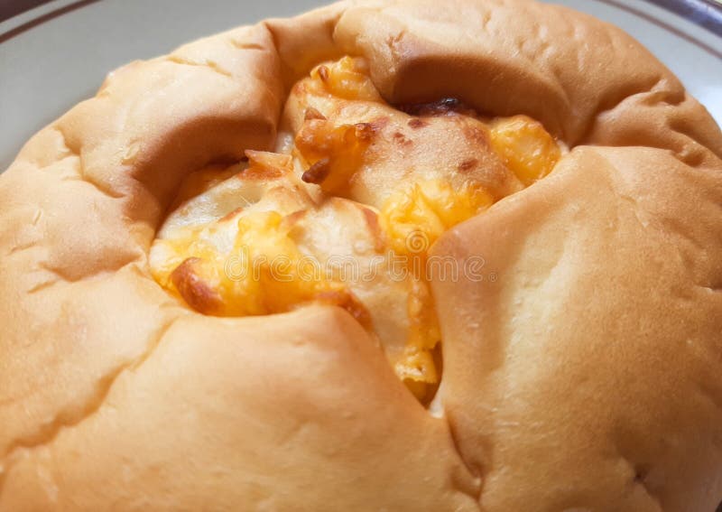 Closeup of Round Cheese Bread Stock Image - Image of carbs, cheesy ...