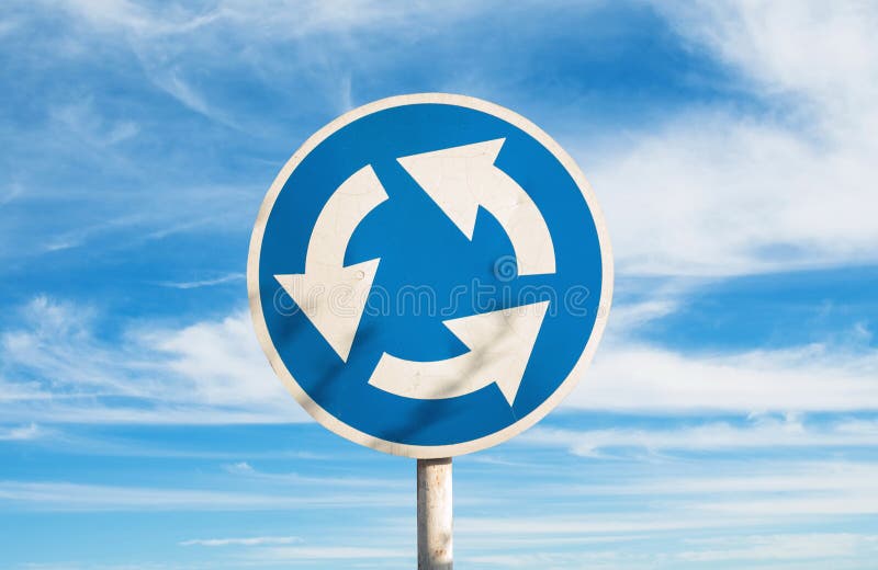 Closeup of the Roundabout Sign Stock Photo - Image of signal, roadsign ...