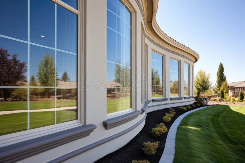 Closeup of Rounded Windows of a Luxury Home Stock Photo - Image of ...