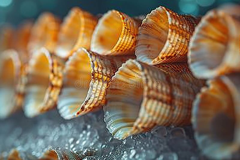 Closeup of Seashells in a Row Stock Illustration - Illustration of ...