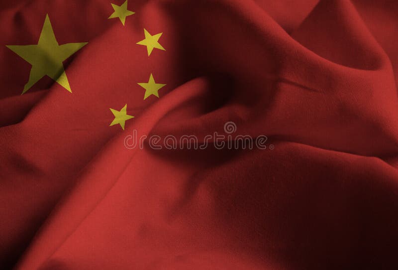 Closeup of Ruffled China Flag, China Flag Blowing in Wind Stock Image ...