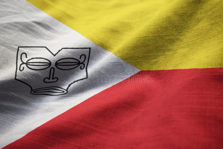 Closeup of Ruffled Marquesas Islands Flag, Marquesas Islands Flag ...
