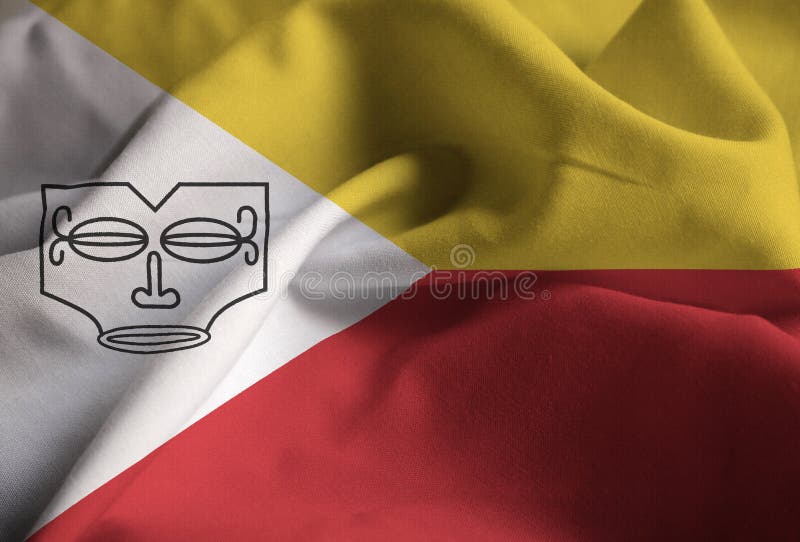 Closeup of Ruffled Marquesas Islands Flag, Marquesas Islands Flag ...