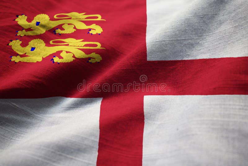 Closeup of Ruffled Sark Flag, Sark Flag Blowing in Wind Stock Image ...