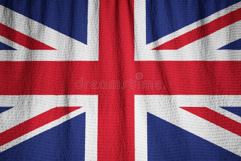Closeup of Ruffled United Kingdom Flag, United Kingdom Flag Blowing in ...