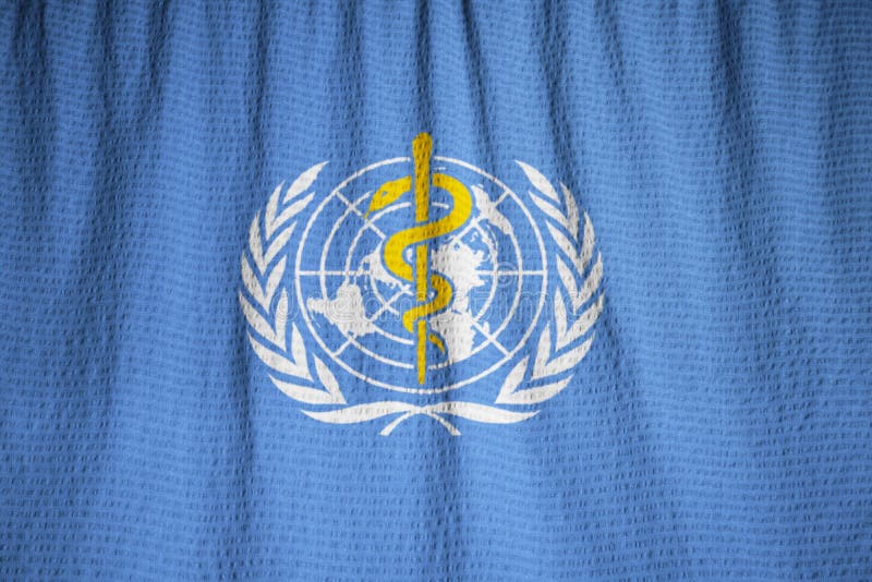 Closeup of Ruffled World Health Organization Flag, World Health ...