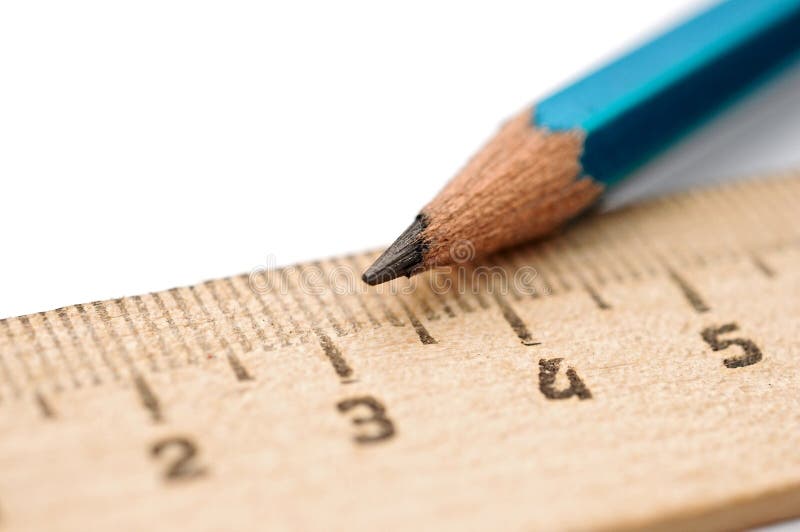Closeup Ruler and Wood Pencil Stock Image - Image of ruler ...